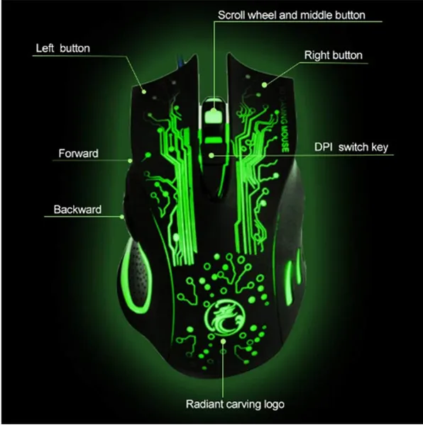 iMice X9 Gaming Mouse,Premium Professional USB Wired 2400DPI Adjustable ...