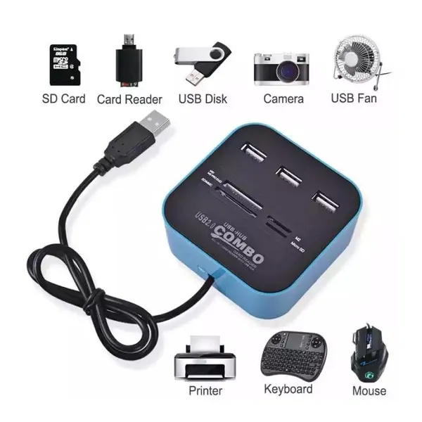 All In One Card Reader With 2.0 Usb Hub | SY Bazzar