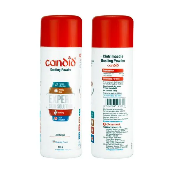 Glenmark Candid Dusting Powder, Medicated Powder, Allergies And Skin ...