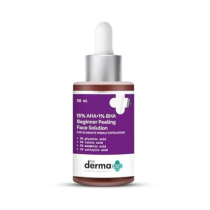 The Derma Co 15% AHA + 1% BHA Beginner Facial Exfoliant Solution 10 Min ...