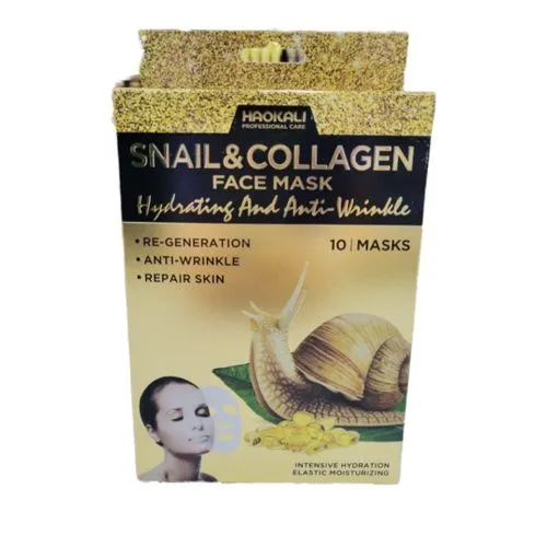 Haokali Snail & Collagen Hydrating And Anti-Wrinkle Face Mask 10PCS ...