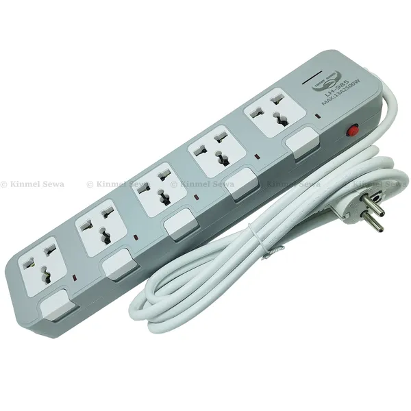 5 Port 2500W 10A Surge protector Universal Extension Multiplug | SY Bazzar