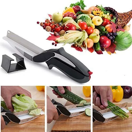 2 in 1 Clever Cutter Kitchen Vegetable Cutting Smart Knife Food Chopper ...