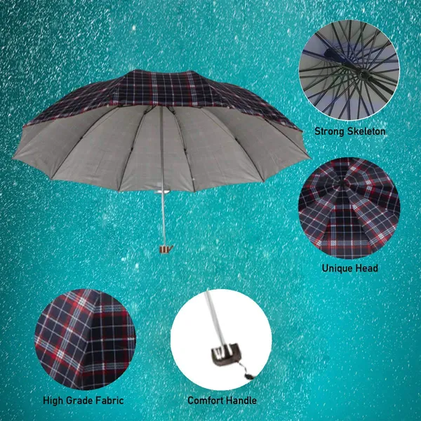 Sunshine 3 Fold Check Multicolor Umbrella | SY Bazzar