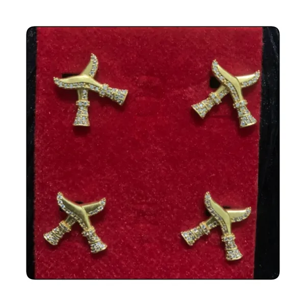 American Diamond Stone Double Cross Khukuri Brooch for Men | SY Bazzar