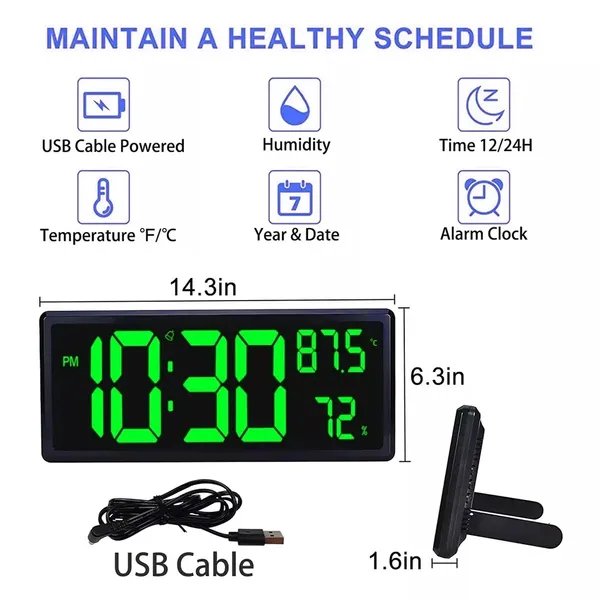 Large Digital Wall Clock,Digital Clock Display With Temperature And ...