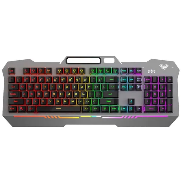 AULA F3010 Wired Gaming Keyboard 26 Keys Anti-Ghosting Ergonomic Metal ...