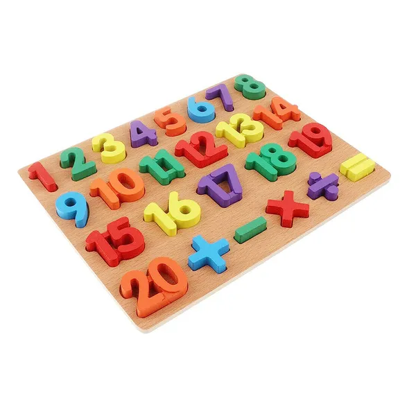 Cute Baby Montessori Colorful Wooden Counting Numbers (1-20) Puzzle ...