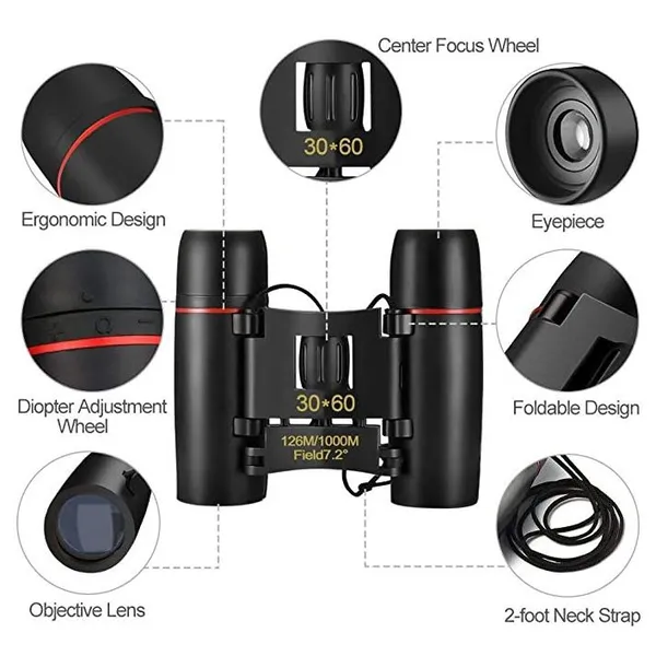 Sakura Pocket Mini Binoculars 30x60 Monocular Telescope Optics Explorer ...