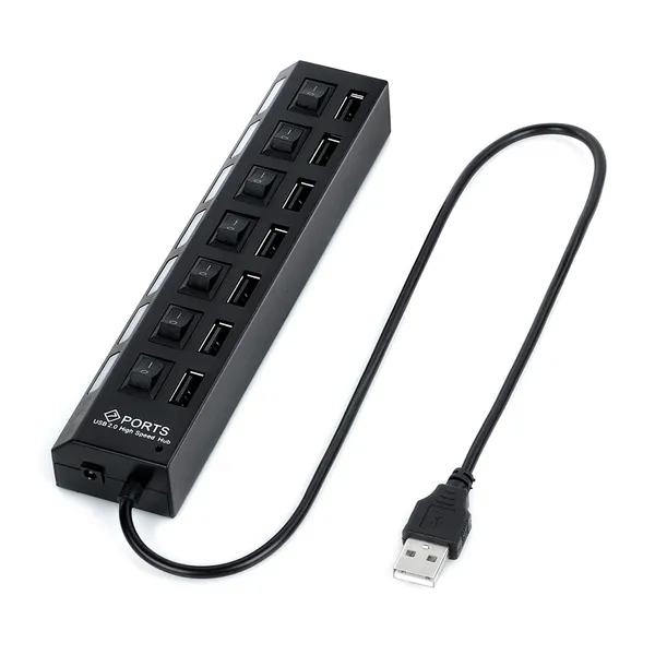 High Speed Mini 7 Port USB 2.0 Network Hub With Individual On & Off ...