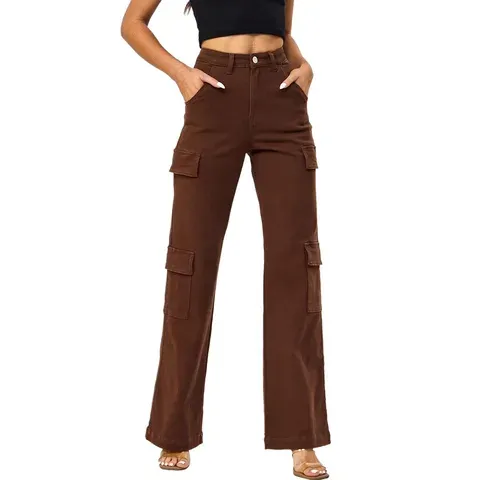 Coffee Cargo Pocket Design stretchable Pant For Women | SY Bazzar