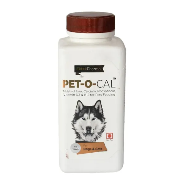 Pet-O-Cal Tablets Of Iron, Calcium, Phosphorus, Vitamin D3 & B12 For ...