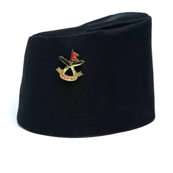 Bhadgaunle Topi/ Kalo Dhaka Topi With Khukuri Cross Flag Lapel Pin For ...