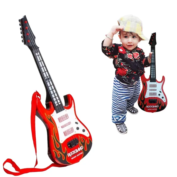 Four Strings Rockband Musical Flashing Battery Operated Guitar For Kids ...