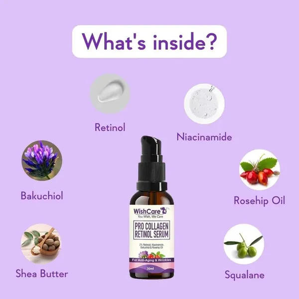 Wishcare Pro Collagen 2% Retinol Serum With Bakuchiol & Niacinamide For ...