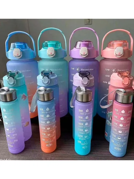 3 in 1 Double Layer Multi Use Water Bottles Top Lid With Times Drink ...