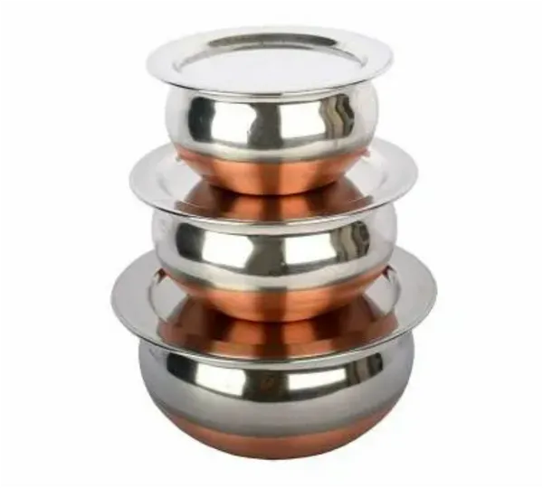 3pcs Copper Handi Pure Copper Coated Serving Set | SY Bazzar