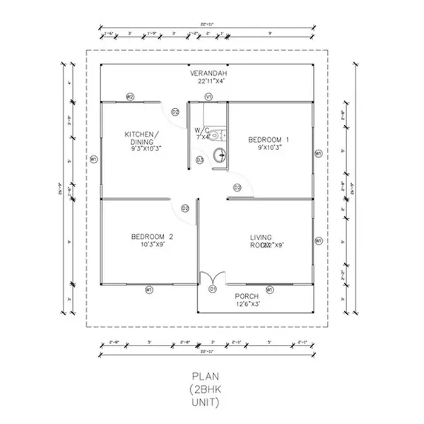2 BHK Single Storey House Model 1 | SY Bazzar