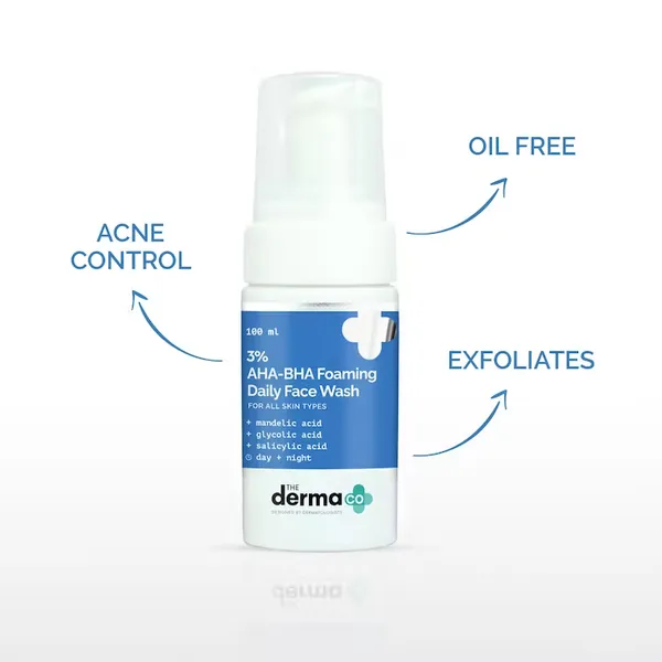 The Derma Co Aha + Bha Foaming Facial Cleanser 100Ml | SY Bazzar