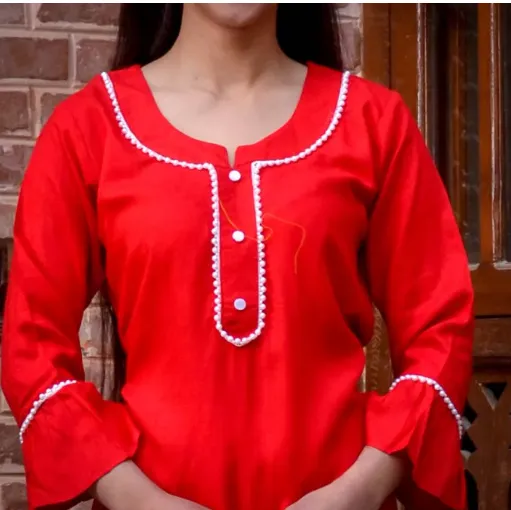 Bisesh Creation Red Motiwork Design Kurti With Gharara For Women (Only ...