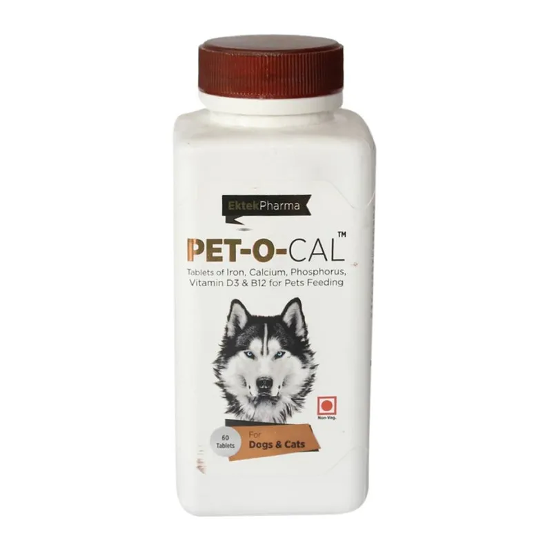 Pet-O-Cal Tablets Of Iron, Calcium, Phosphorus, Vitamin D3 & B12 For ...