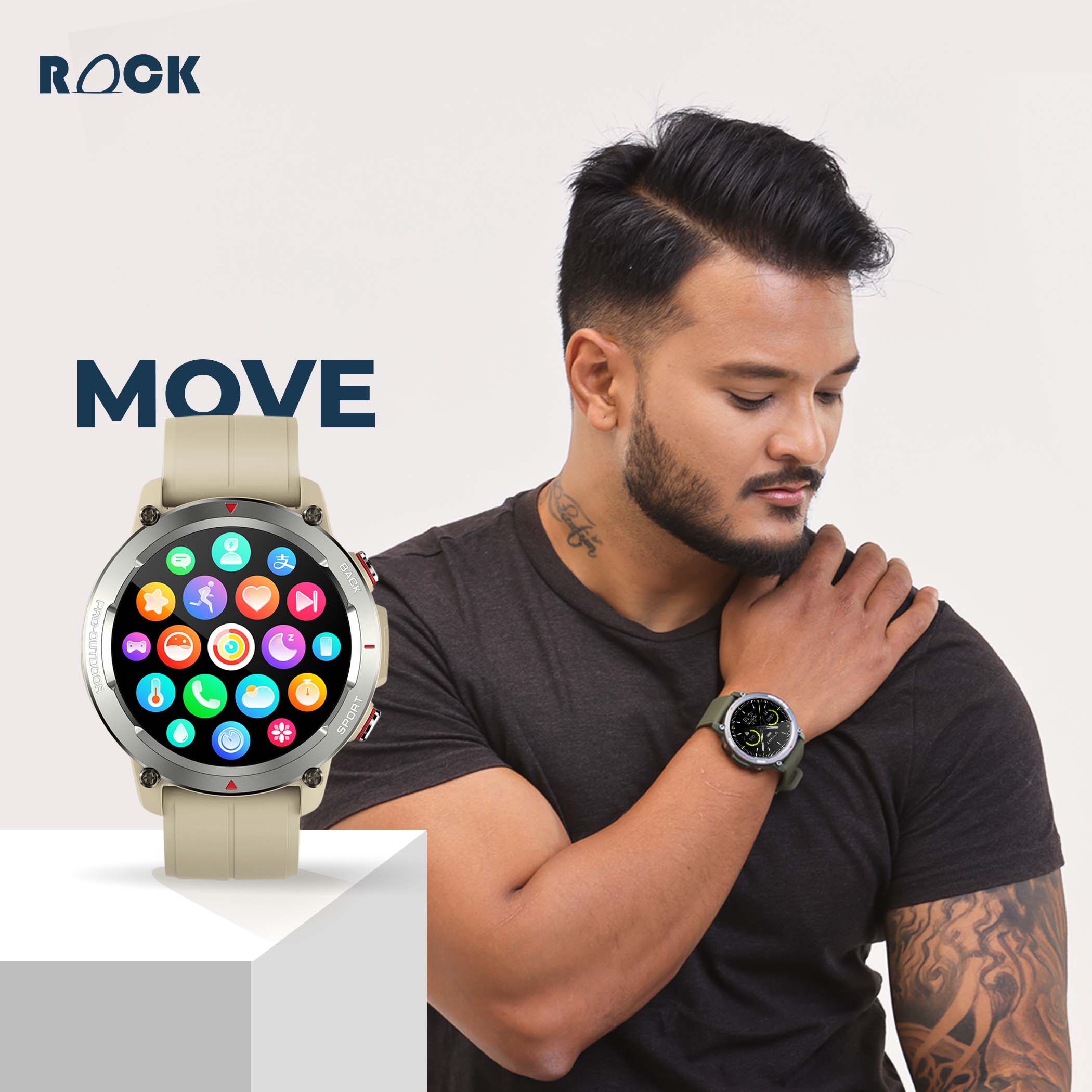 ROCK Move Smartwatch ll 1.43″ AMOLED display 466 x 466 ll Advanced ...